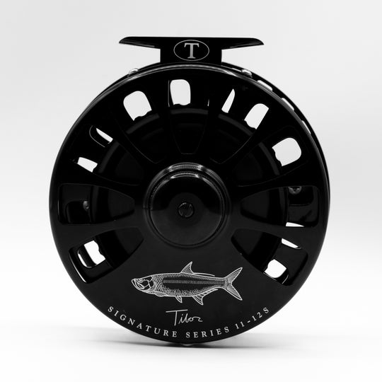 Tibor Signature 11-12S Black w/ Tarpon Engraving – Seven Mile Fly Shop
